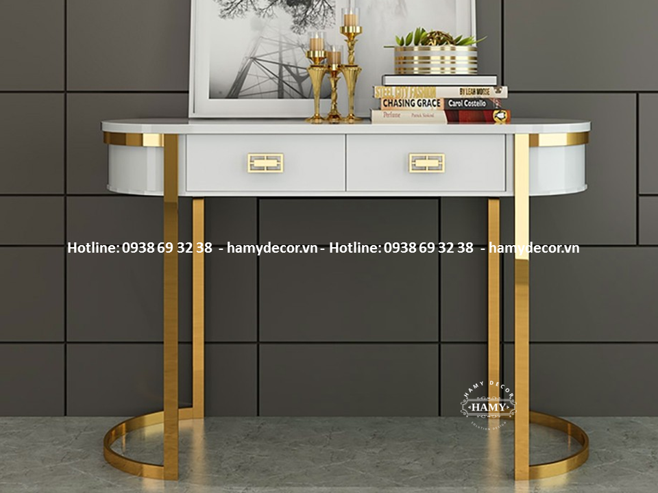 NHỮNG MẪU BÀN CONSOLE INOX MẠ MÀU HIỆN ĐẠI THIẾT KẾ ĐƠN GIẢN CHO PHÒNG KHÁCH